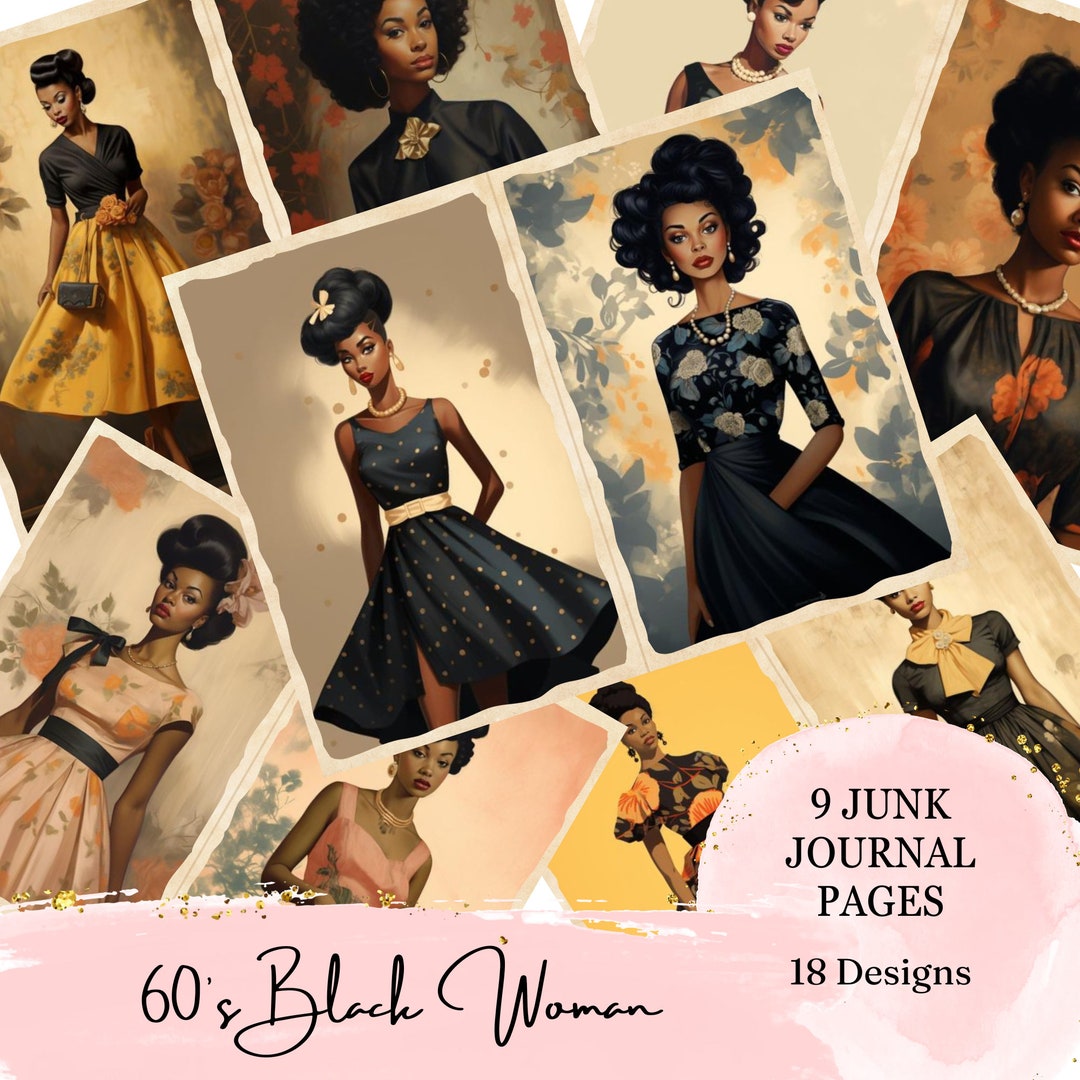 Stunning 60's Victorian Black Woman Ephemera Collage Junk Journal ...