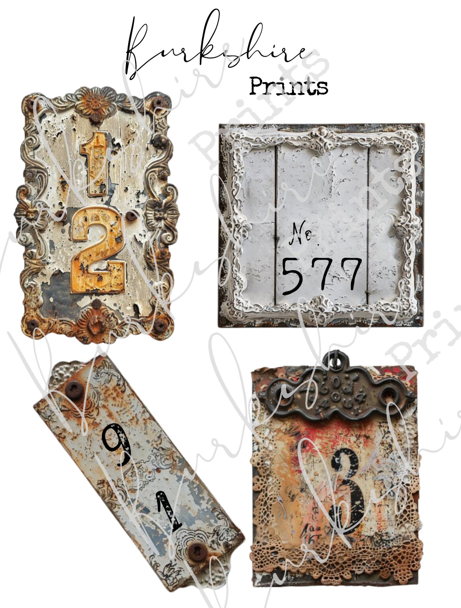 Industrial Grunge Steampunk Tags / Fussy Cut Number Tags / Ephemera ...
