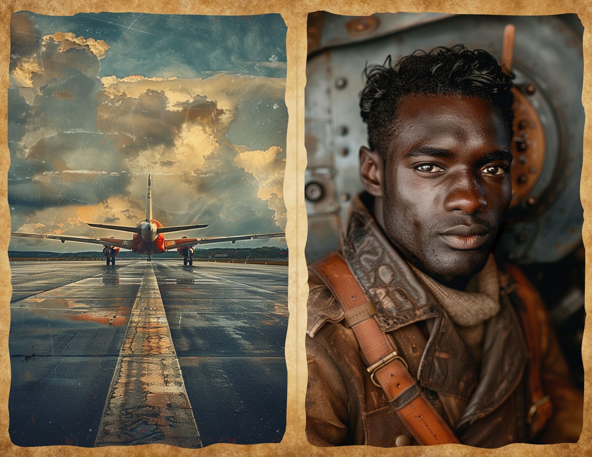 Vintage Black Pilot Junk Journal Pages, Rustic Photo, Airplane Pilot ...