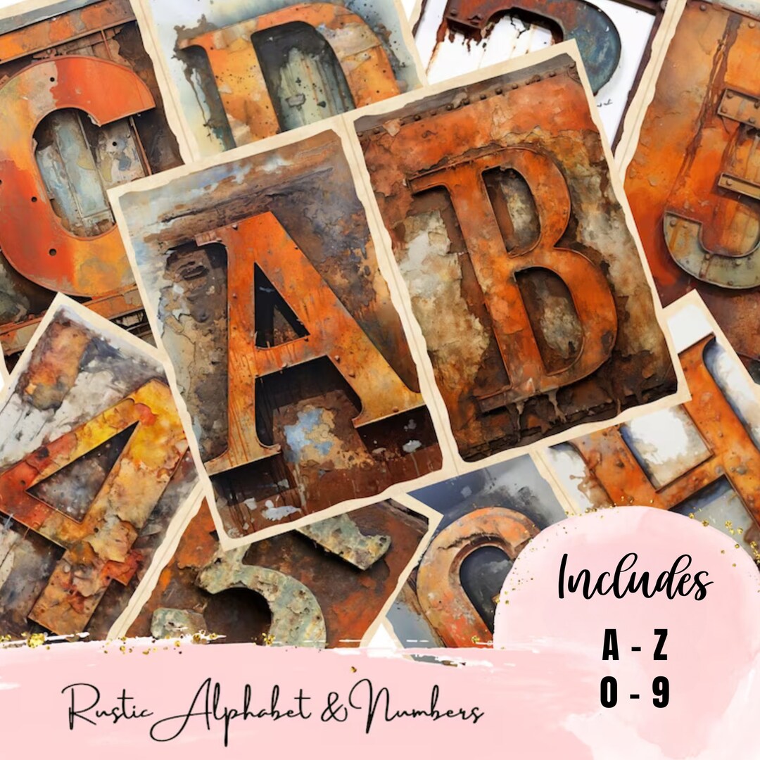 Rustic Alphabet & Numbers Kit / Printable Junk Journal Supplies ...