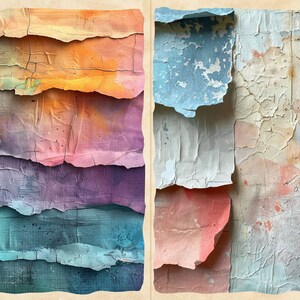 Chippy Distressed Vintage Pastel Paper Half Paper Collage Junk Journal ...