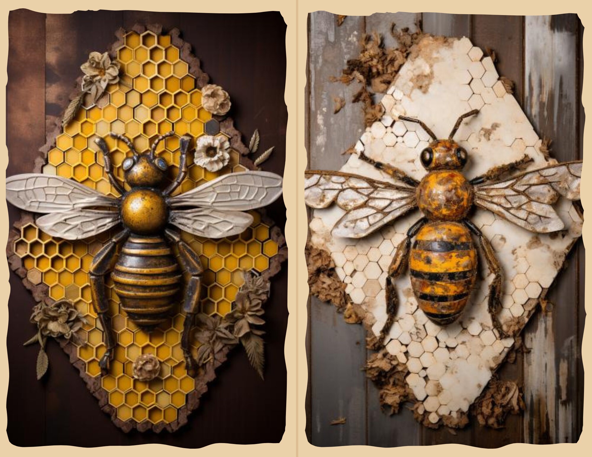 Honey Bees Junk Journal Pages / Honey Comb Printable Kit / Bee Collage ...