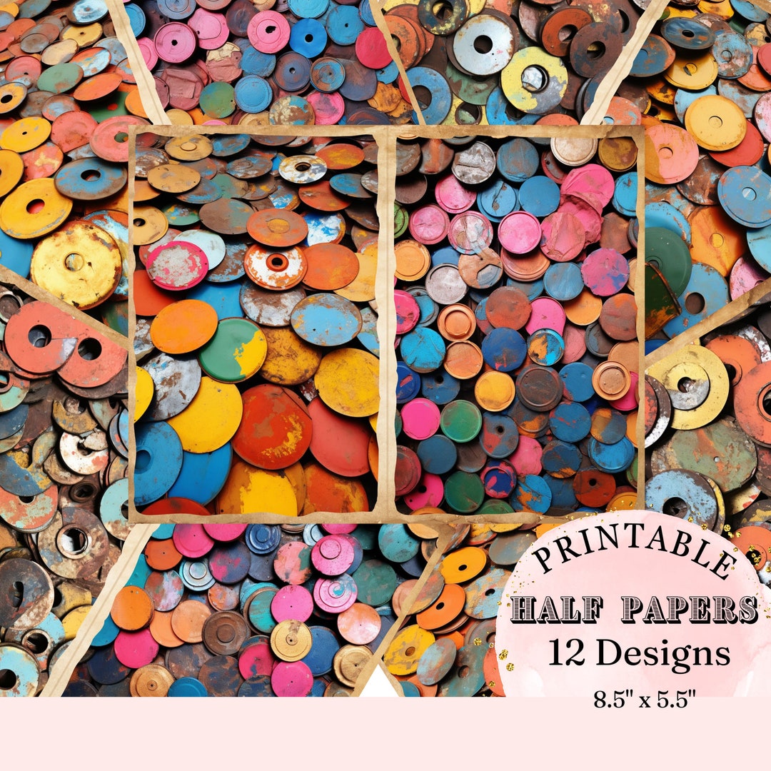 Circle Metal Pieces of Rustic Circle Dots Half Pages Junk Journal ...