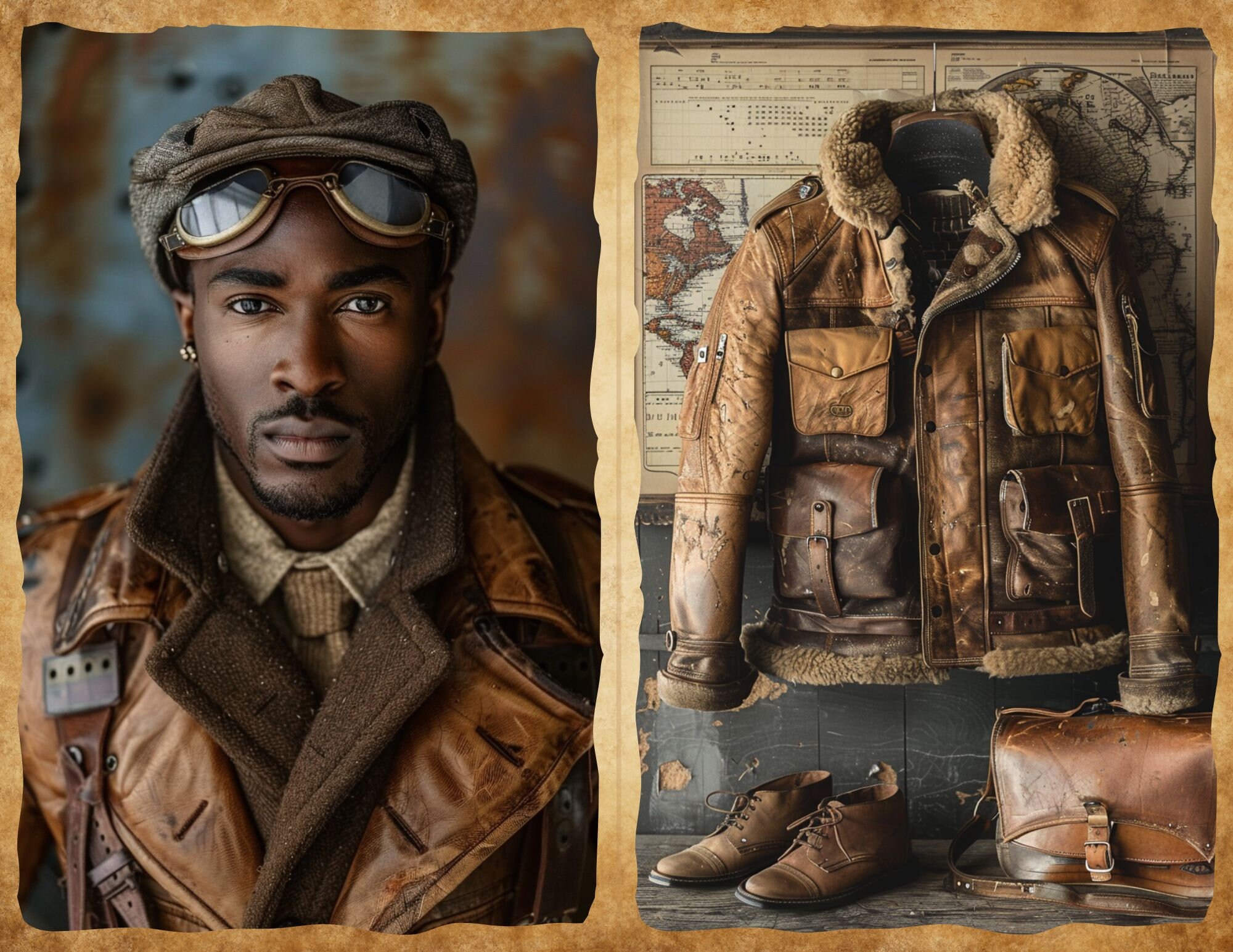 Vintage Black Pilot Junk Journal Pages, Rustic Photo, Airplane Pilot ...