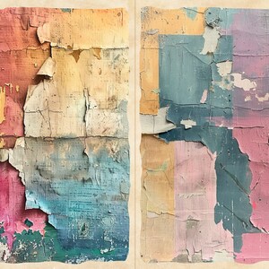 Chippy Distressed Vintage Pastel Paper Half Paper Collage Junk Journal ...