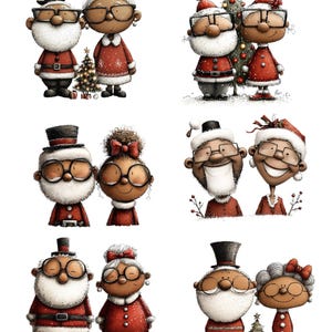Black Santa Clipart | Mr and Mrs Christmas PNG (digital Download) - Etsy