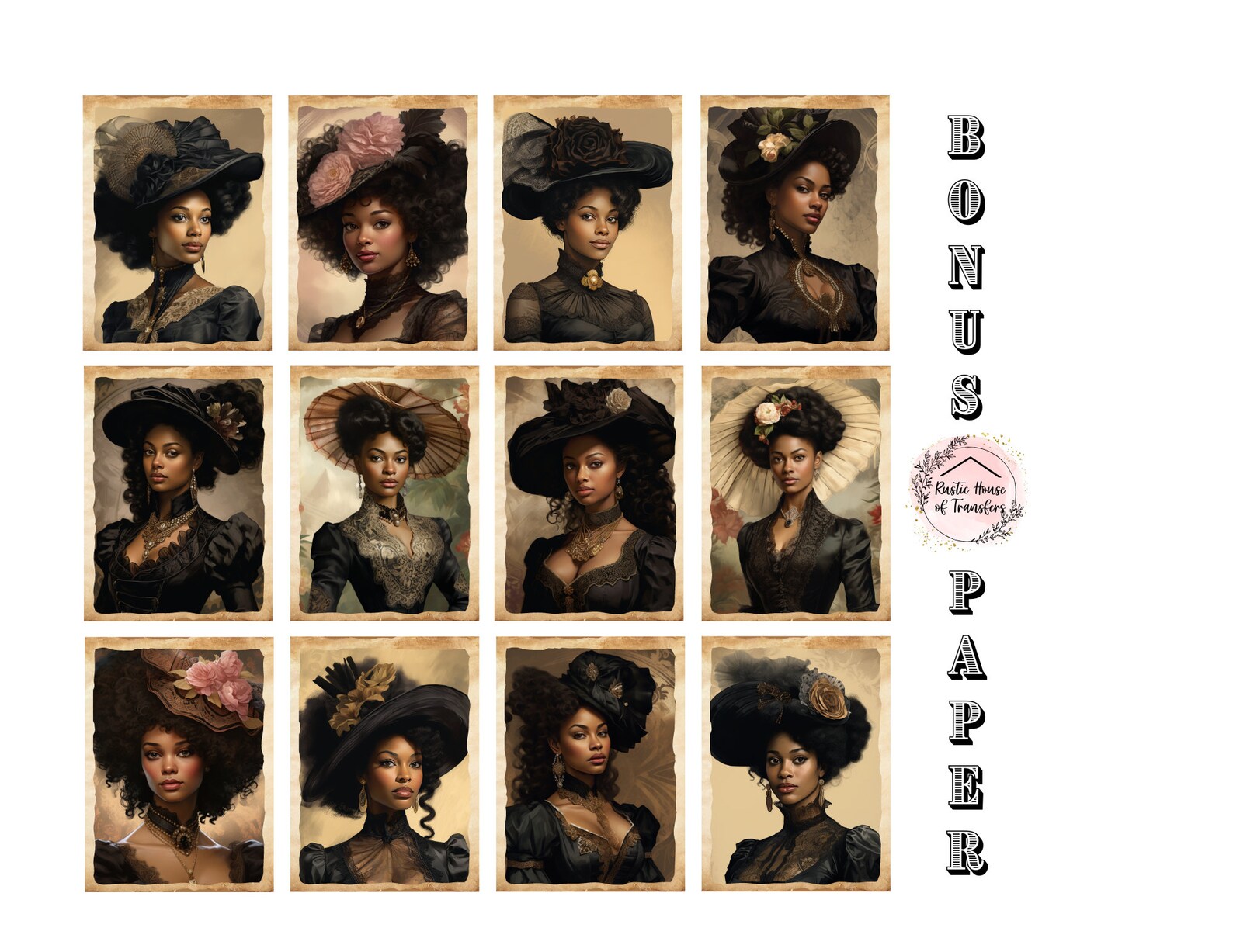 Stunning Victorian 50s 60s Black Woman Half Paper Printable Pages ...
