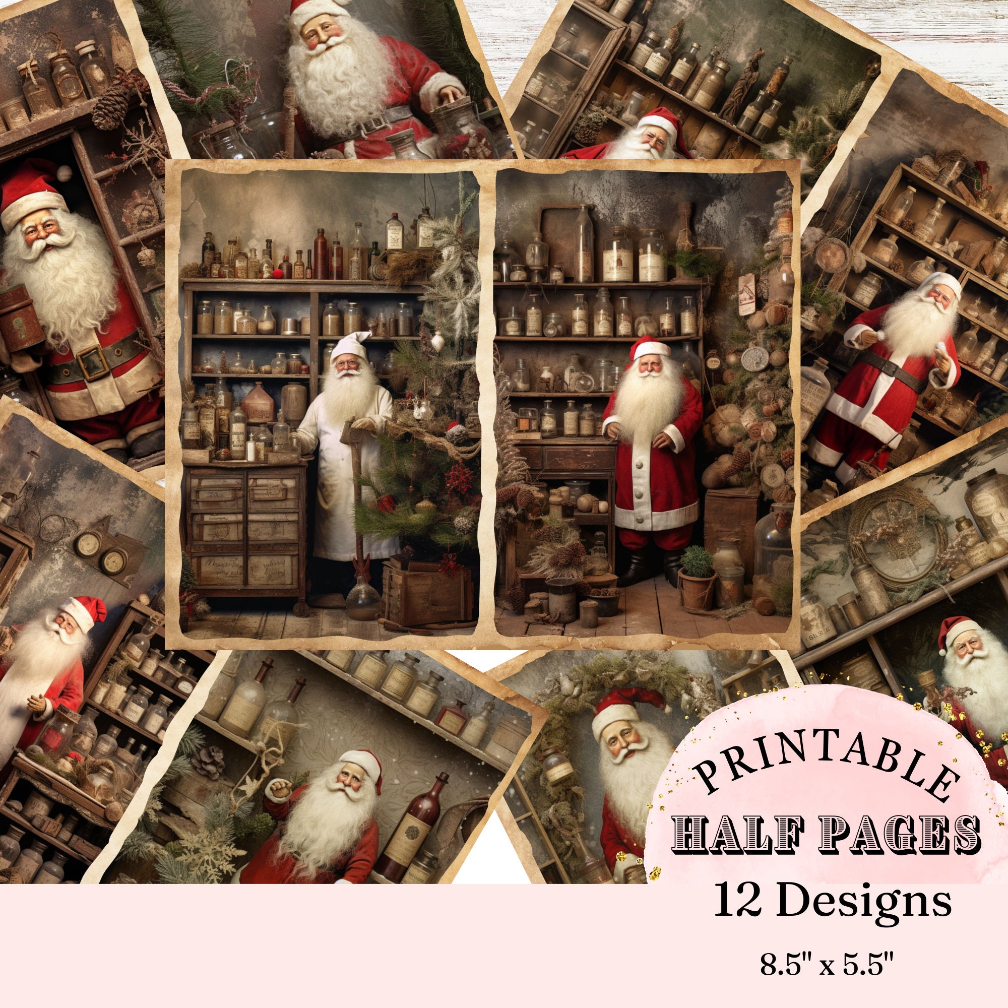 Unique Apothecary Classic Vintage Santa Half Pages / Christmas - Etsy