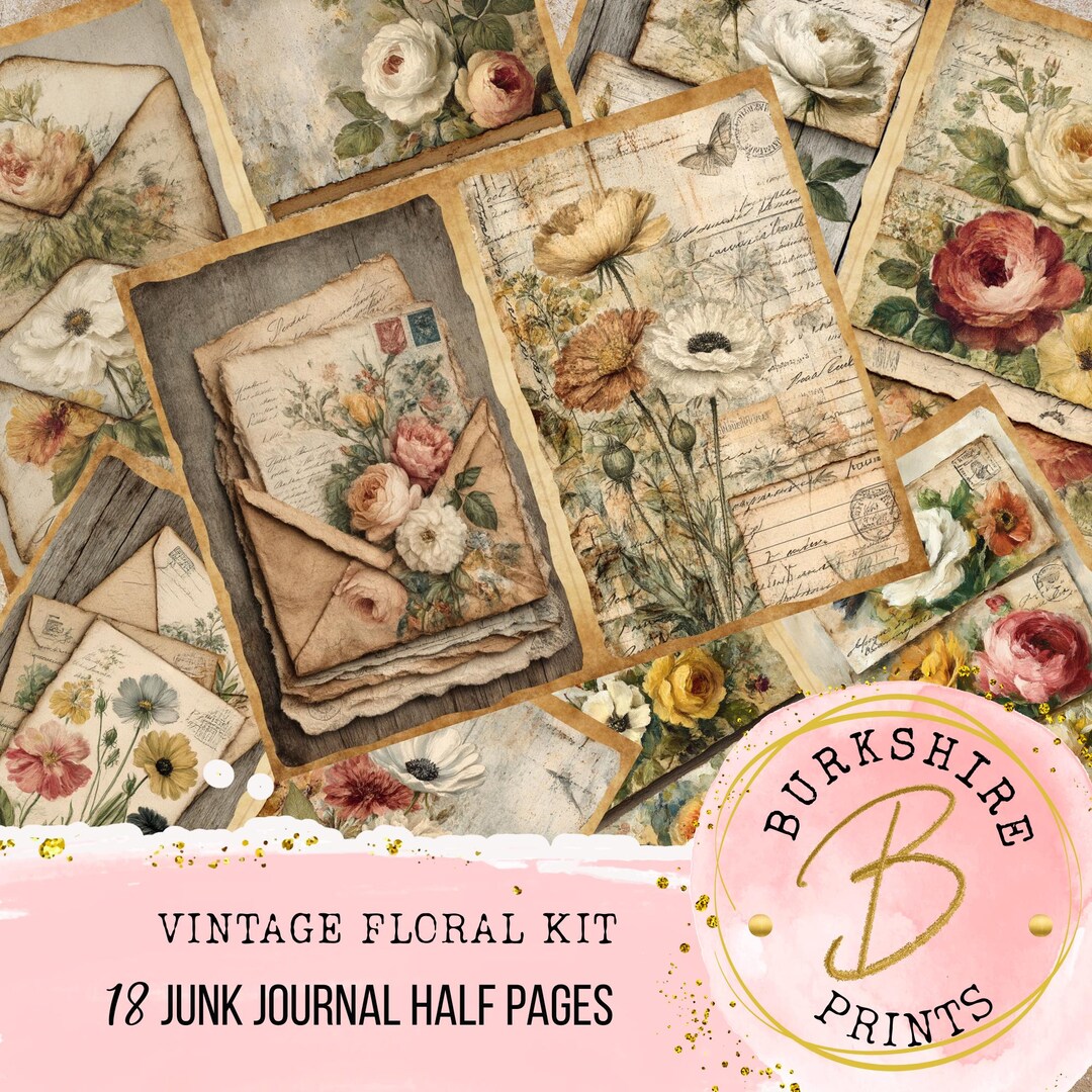 Rustic Romantic Floral Vintage Springtime Reverie Junk Journal Kit ...