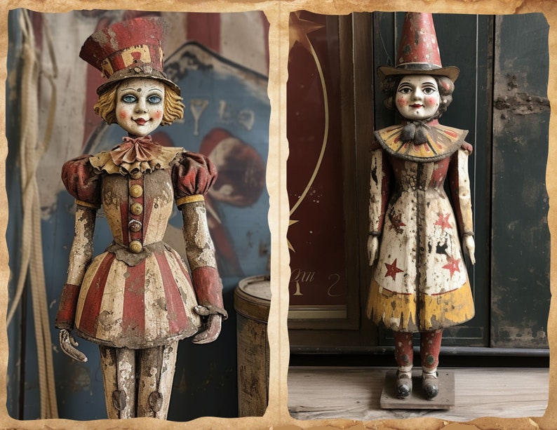 Vintage Rustic Metal Circus Performer Toy, Antique Printable Half Pages ...