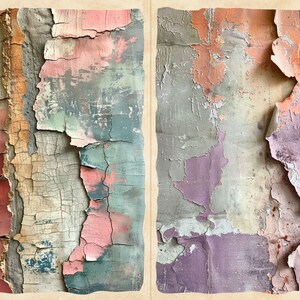 Chippy Distressed Vintage Pastel Paper Half Paper Collage Junk Journal ...