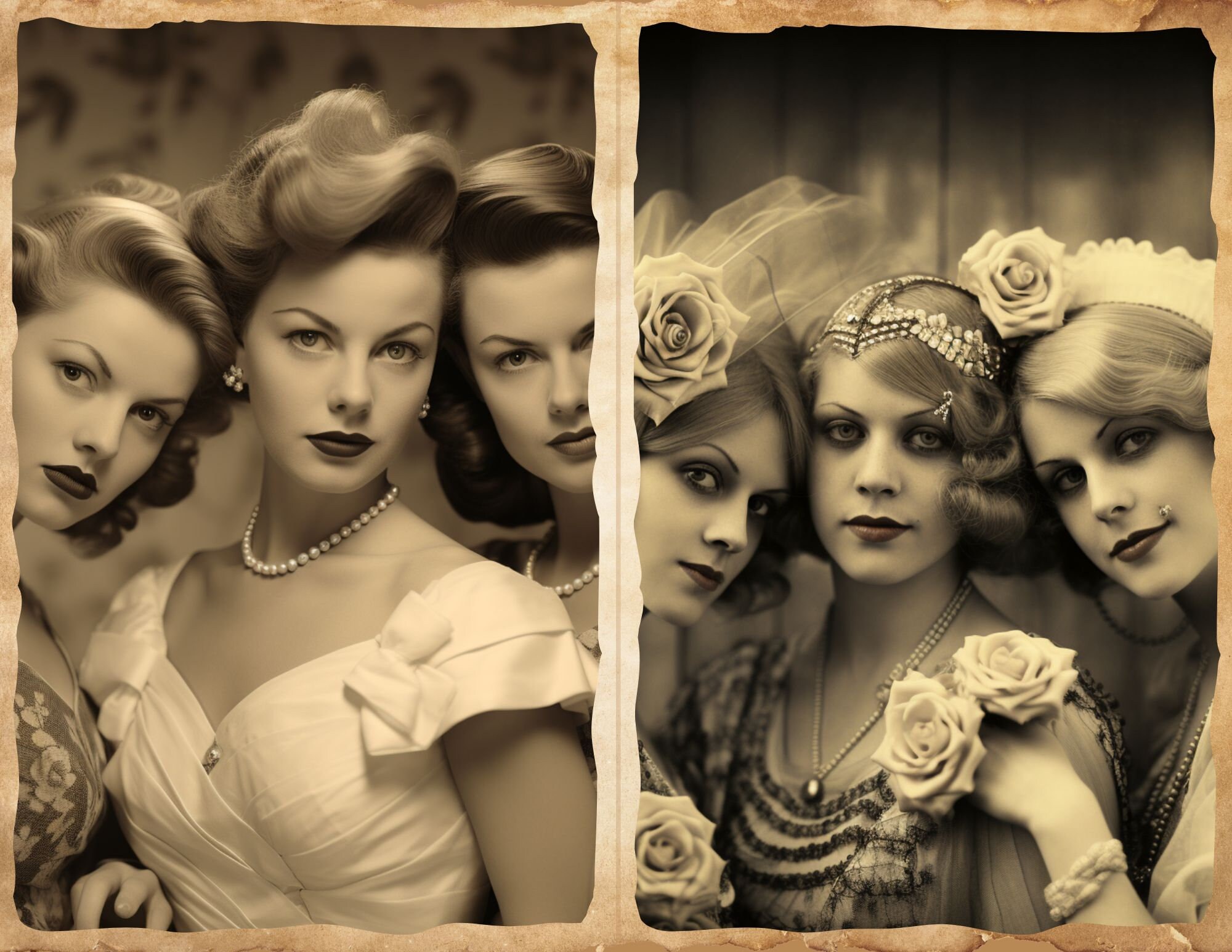 Victorian Flapper 50's 60's Women Half Paper Ephemera Collage Junk ...