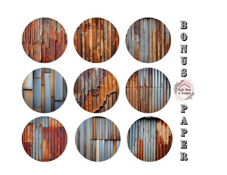 Old Rusty Corrugated Metal Pieces Half Pages Junk Journal Collage ...