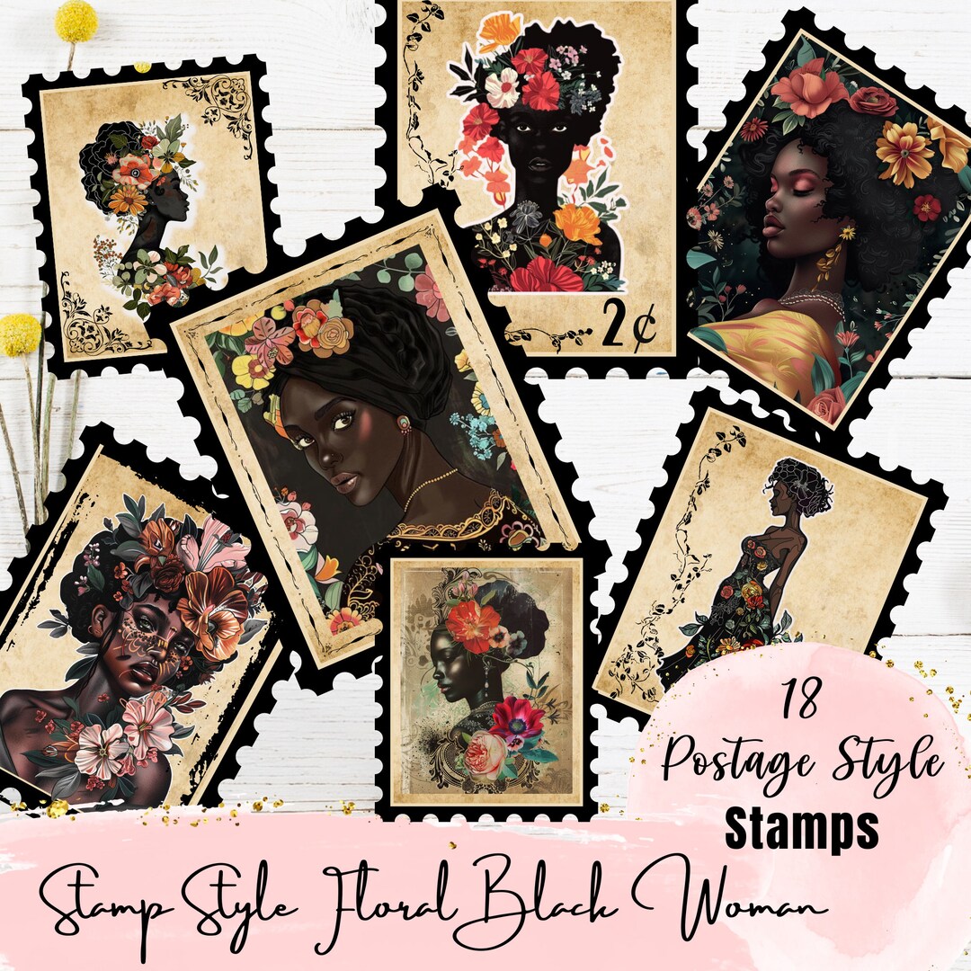 Victorian Black Lady Postage Stamp Black History Month Fussy Cut ...