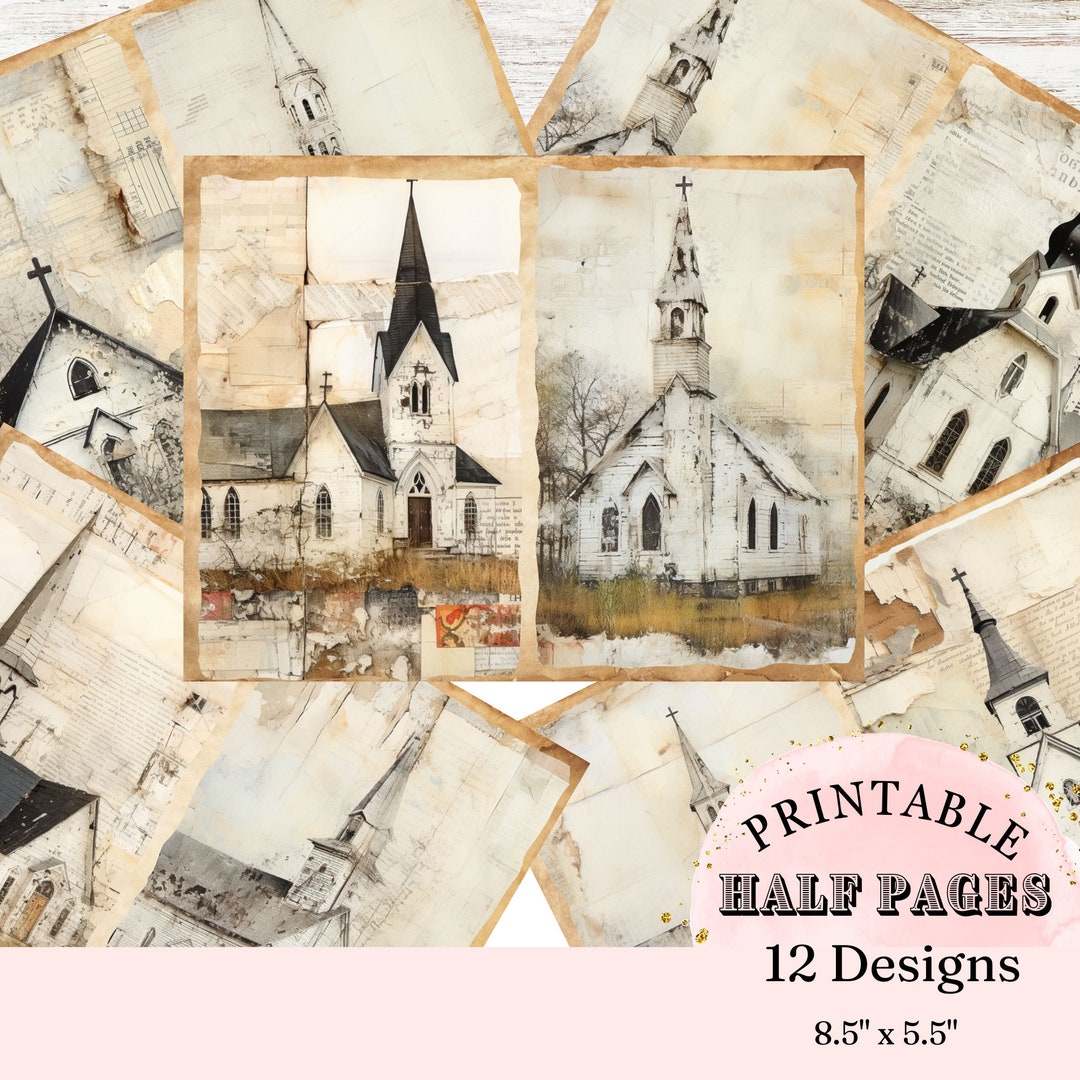 Mix Media Old Rustic Church Ephemera Collage Junk Journal Collage ...
