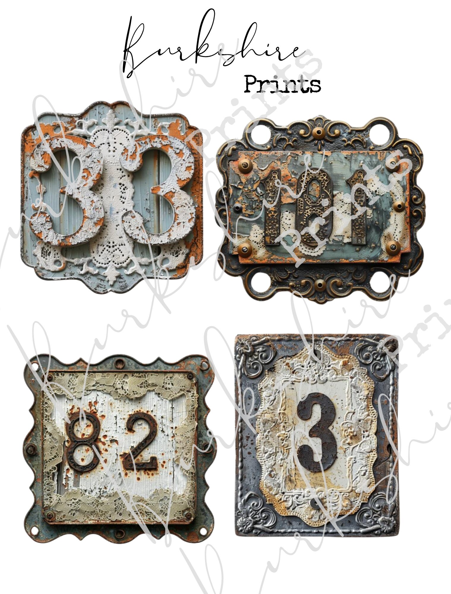 Industrial Grunge Steampunk Tags / Fussy Cut Number Tags / Ephemera ...