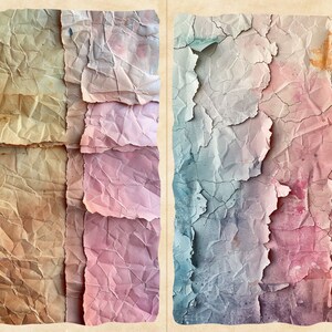 Chippy Distressed Vintage Pastel Paper Half Paper Collage Junk Journal ...