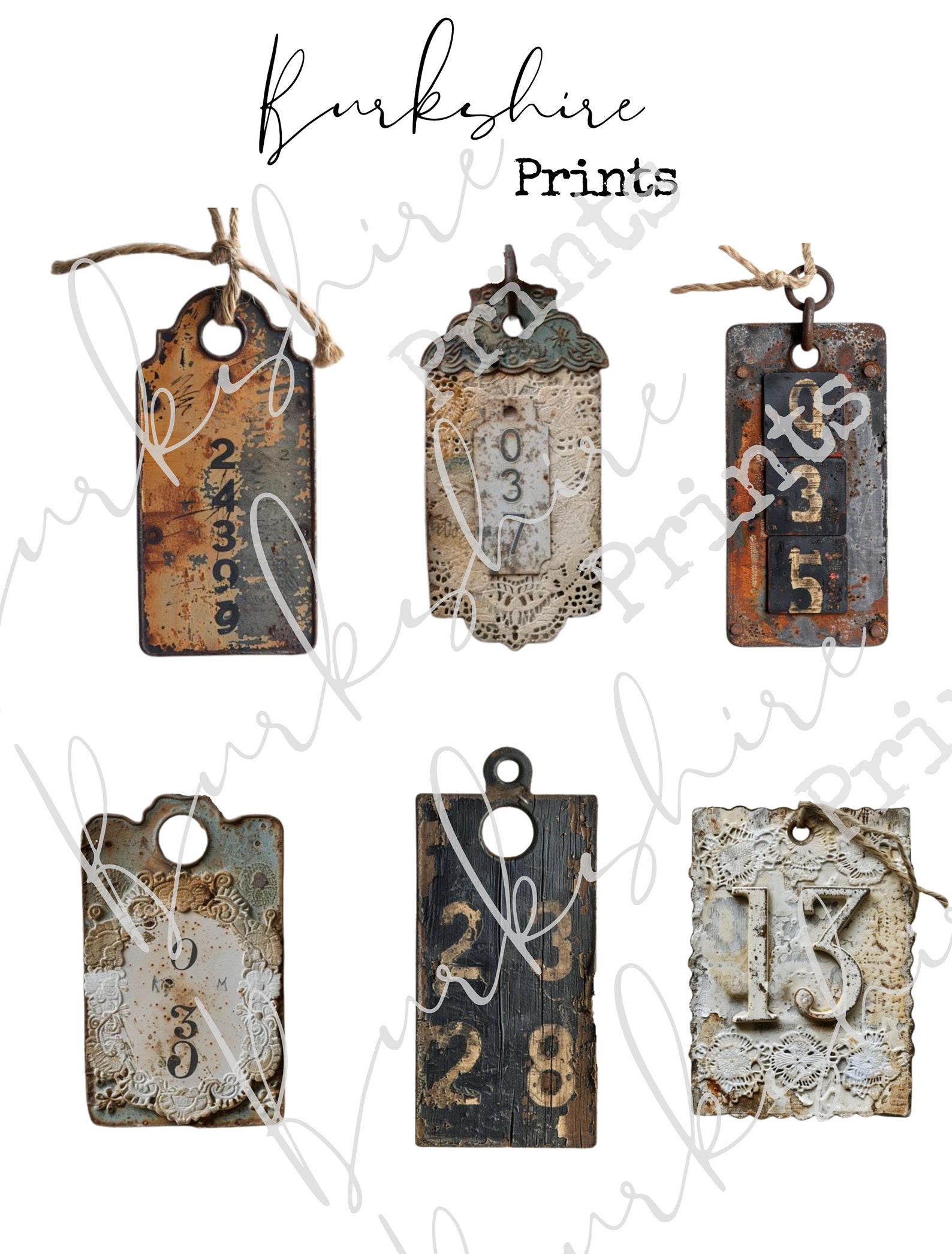Industrial Grunge Steampunk Tags / Fussy Cut Number Tags / Ephemera ...