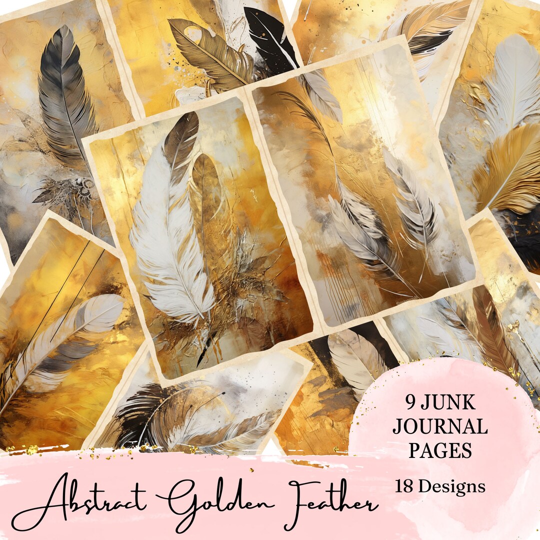 Junk Journal Abstract Feathers Printable Junk Journal Kit / Distressed ...