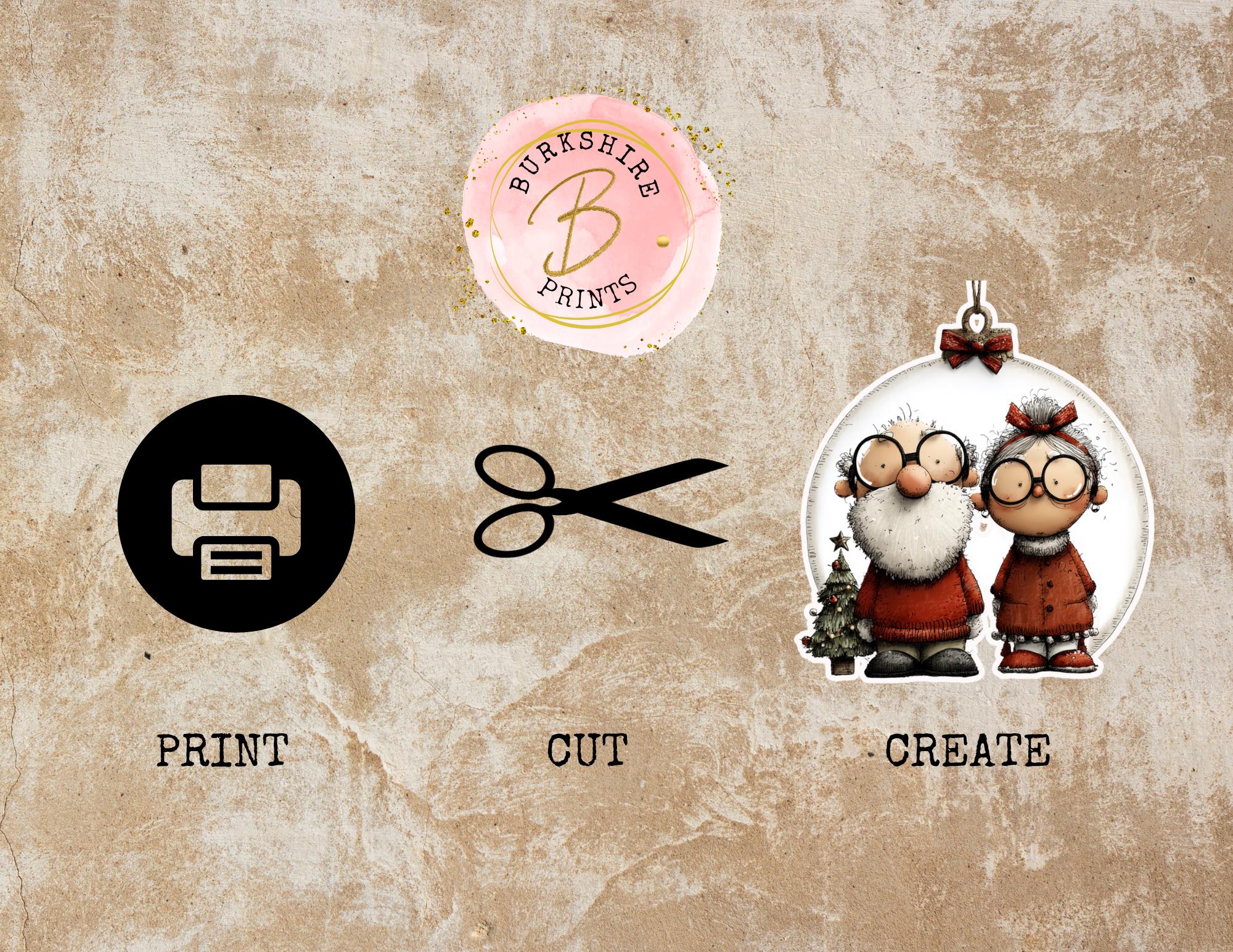 Mr and Mrs Santa Claus Ornament Clipart L Christmas 30 Png Digital ...