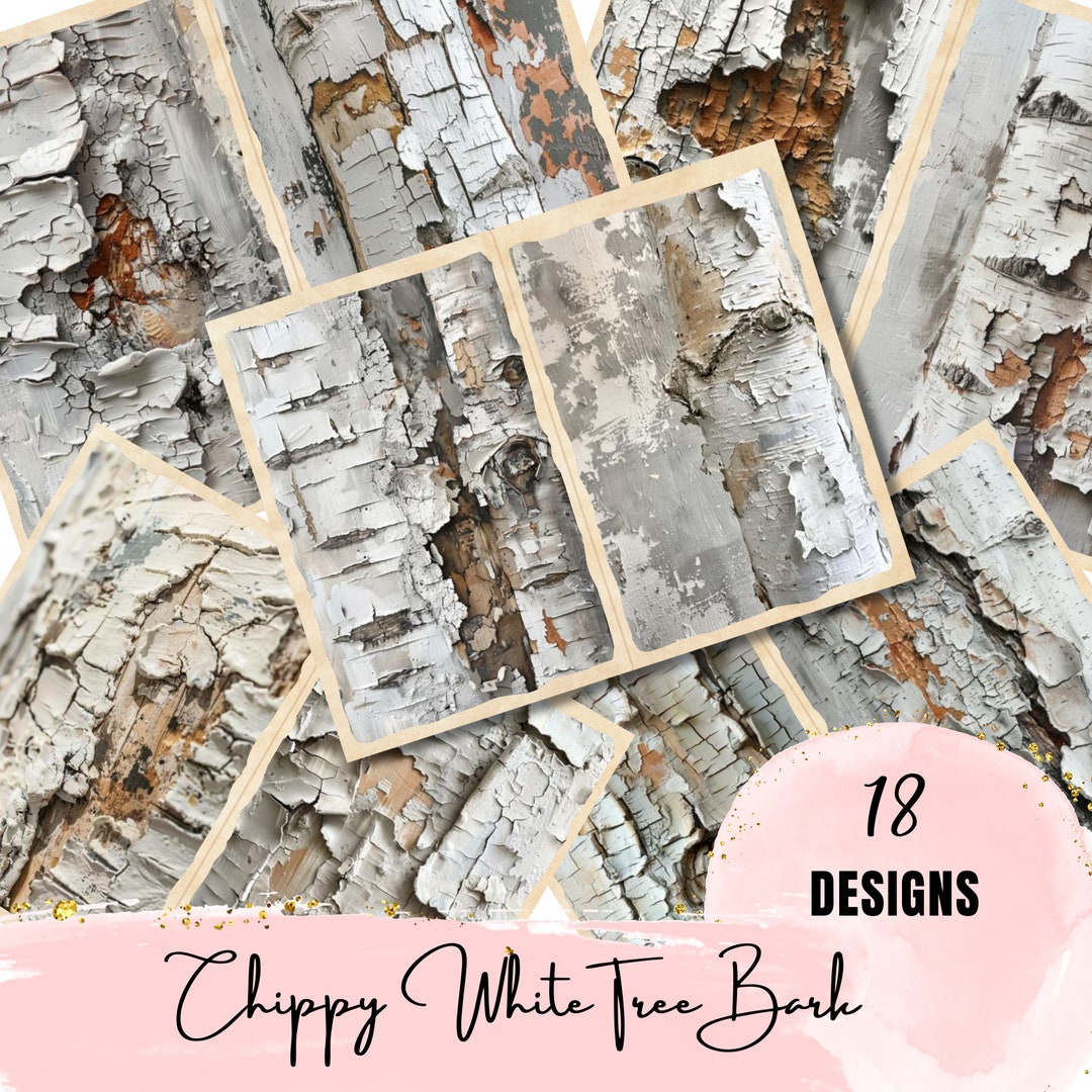 Chippy White Tree Bark Paper Junk Journal Supplies / Distressed Plaster ...