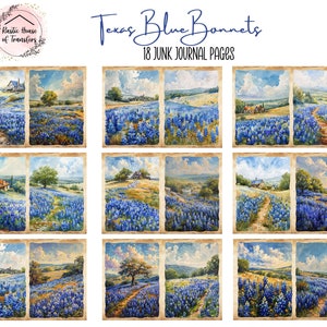 Texas Bluebonnet Flowers / Blue Bonnets Junk Journal Pages / State ...