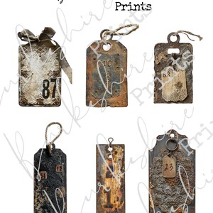 Industrial Grunge Steampunk Tags / Fussy Cut Number Tags / Ephemera ...