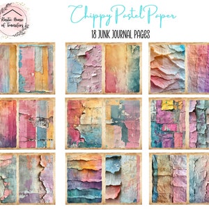 Chippy Distressed Vintage Pastel Paper Half Paper Collage Junk Journal ...