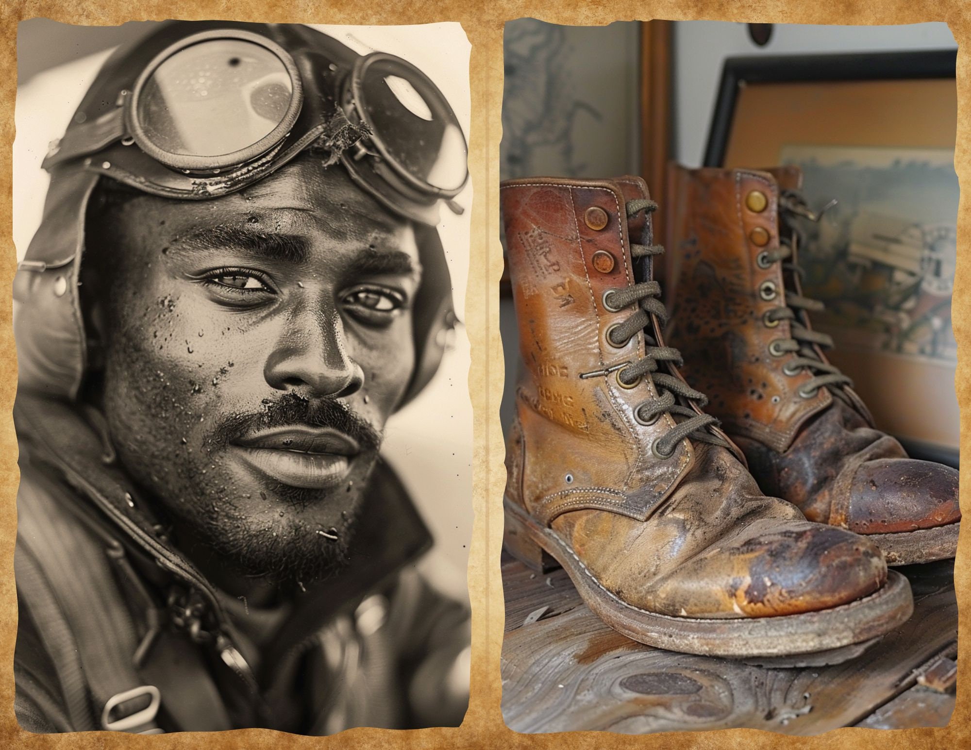 Vintage Black Pilot Junk Journal Pages, Rustic Photo, Airplane Pilot ...