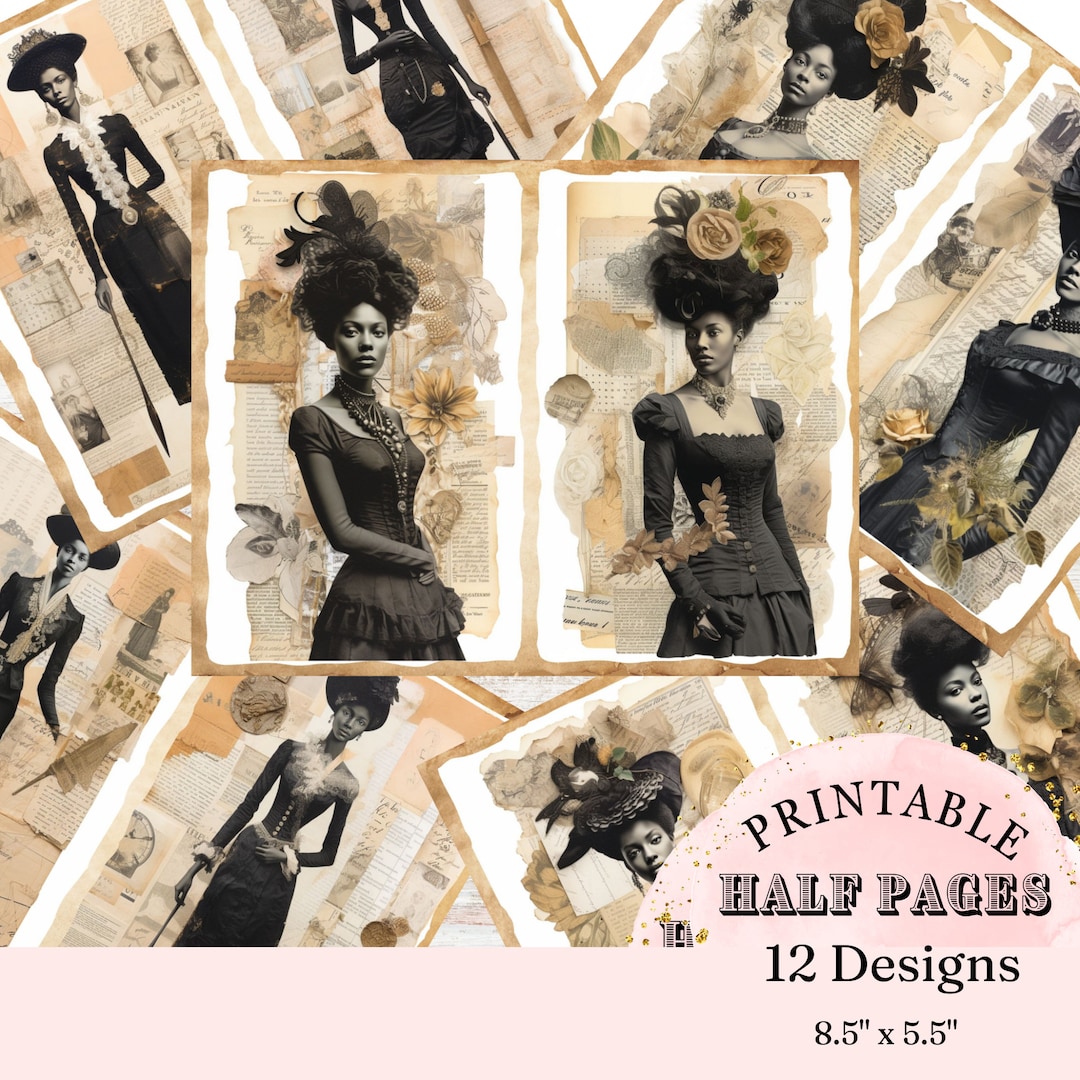 Mix Media Victorian Black Women Ephemera Collage Junk Journal Collage ...