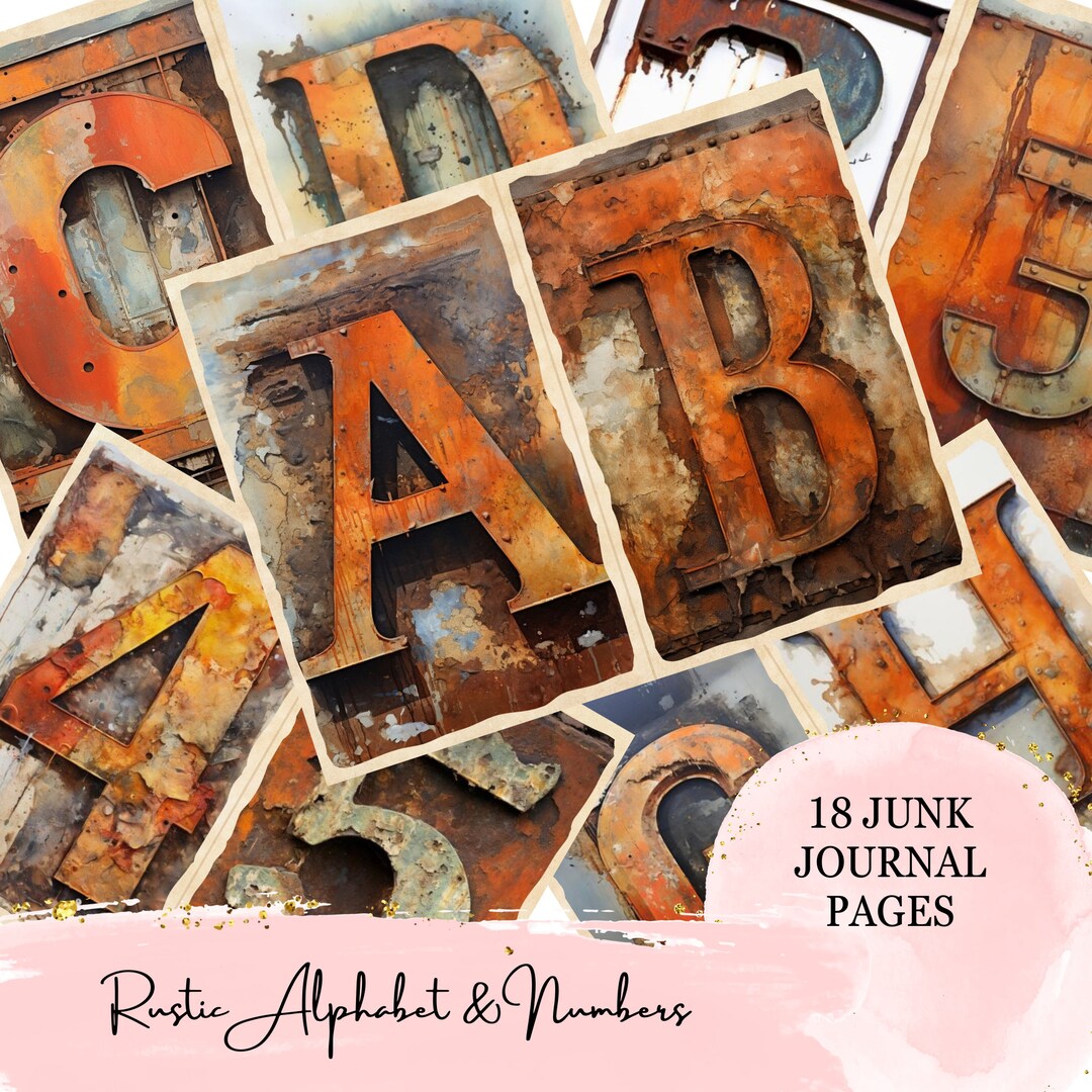 Rustic Alphabet & Numbers Kit / Printable Junk Journal Supplies ...