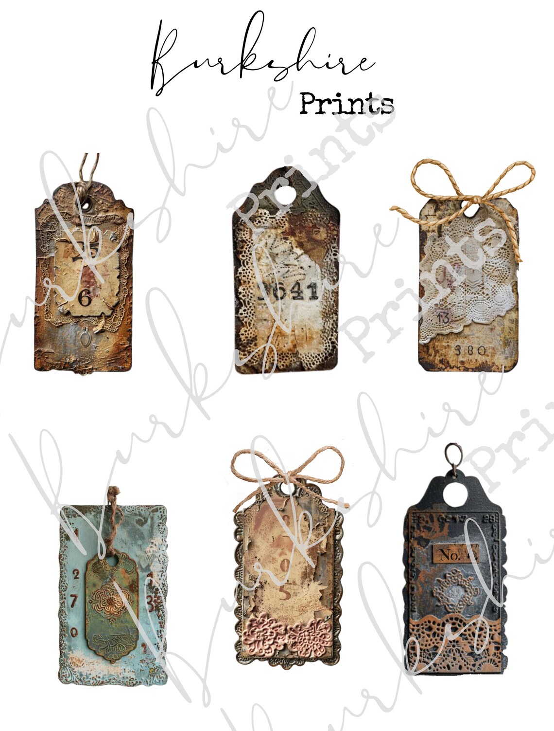 Industrial Grunge Steampunk Tags / Fussy Cut Number Tags / Ephemera ...