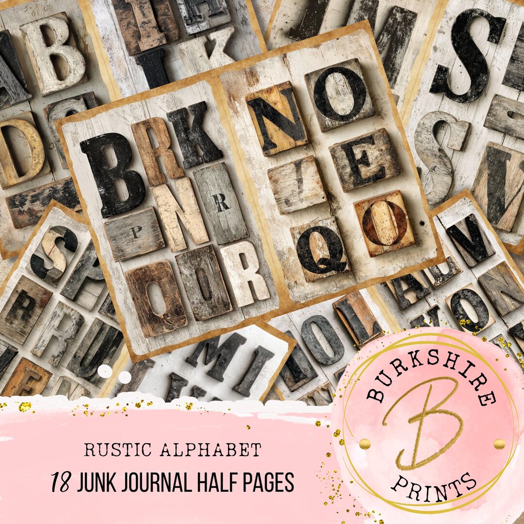 Rustic Alphabet Kit / Printable Wooden Letters Junk Journal Supplies ...