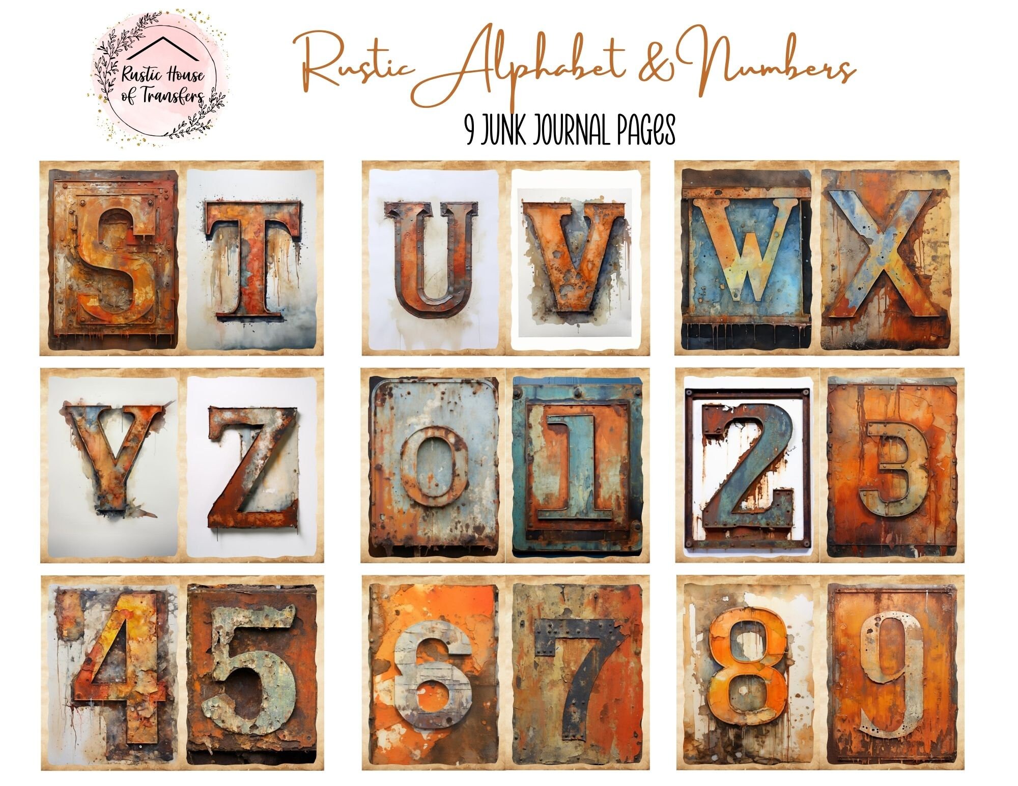 Rustic Alphabet & Numbers Kit / Printable Junk Journal Supplies ...