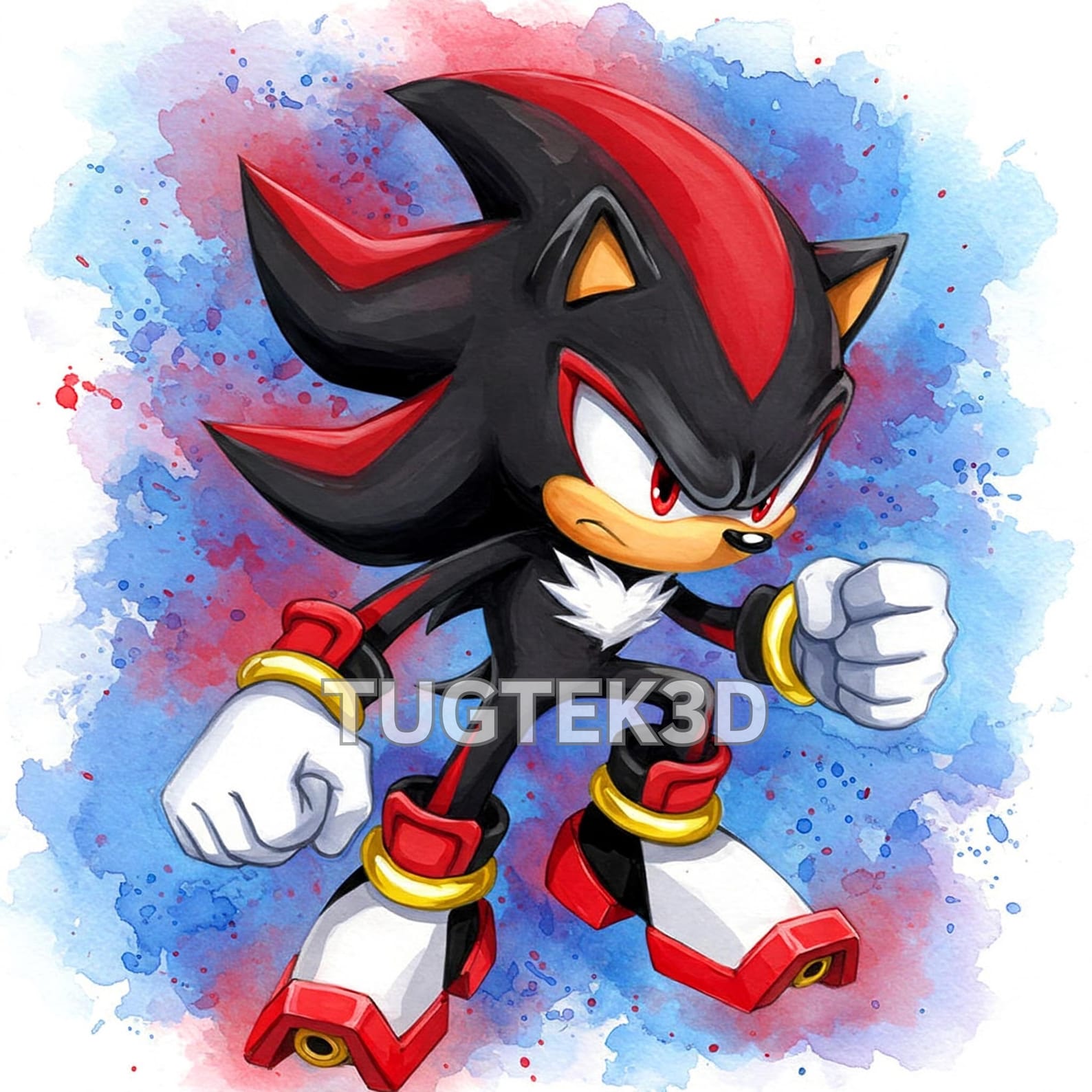 Shadow the Hedgehog Watercolor Art High Quality 4000x4000 Template ...