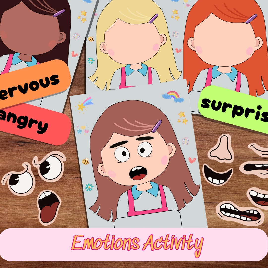 Montessori Emotions Activity for Kids Girl Printable Toddler Feeling ...