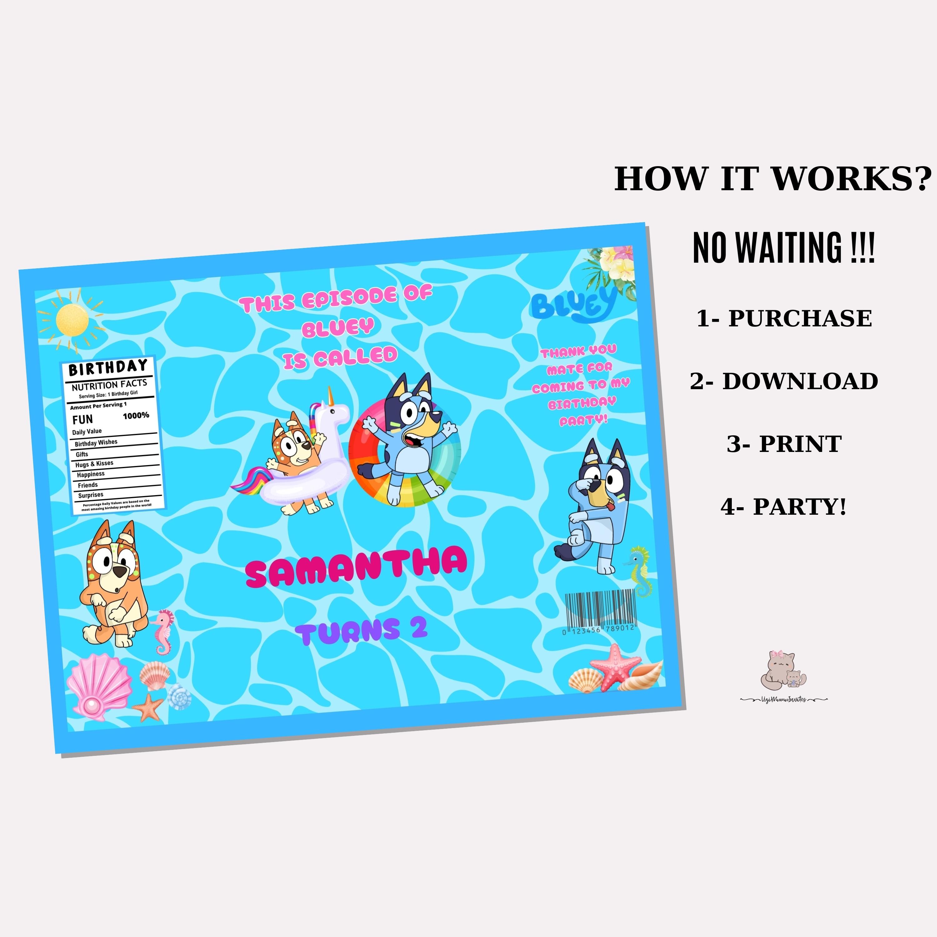 Bluey Chip Bag Label Girl Bluey and Bingo Party Favors Boy Blue Dog ...