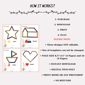 2D Popsicle Sticks Shapes Activity Game for Toddlers Montessori ...