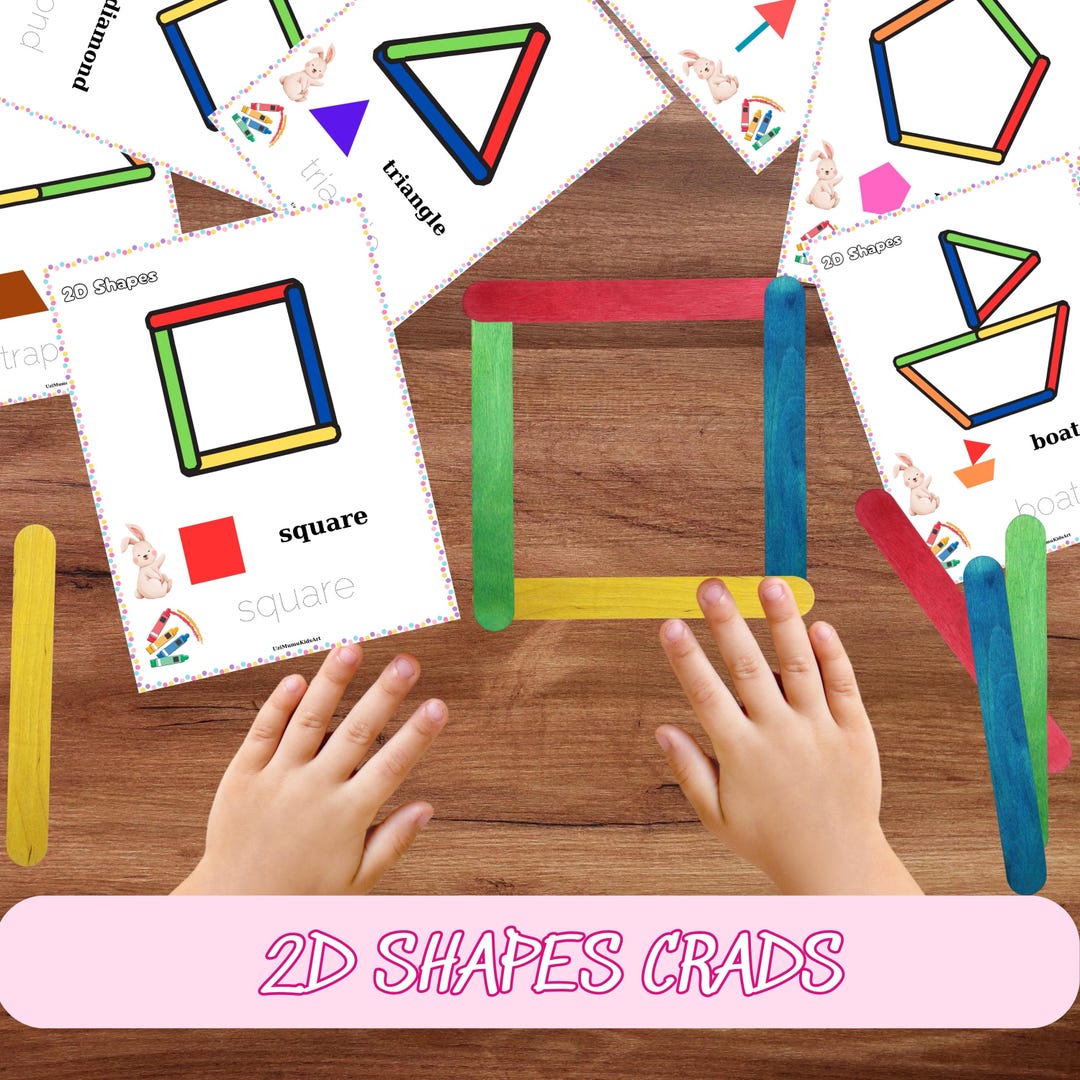 2D Popsicle Sticks Shapes Activity Game for Toddlers Montessori ...