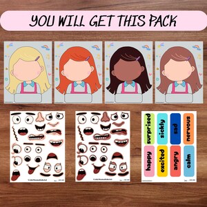 Montessori Emotions Activity for Kids Girl Printable Toddler Feeling ...
