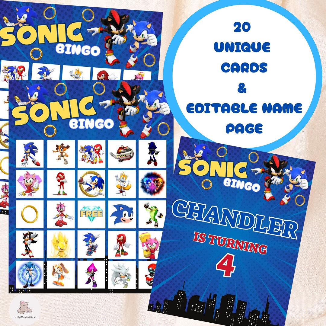 Bingo Sonic the Hedgehog Party Activity for Boy Sonic Vs Shadow Party ...
