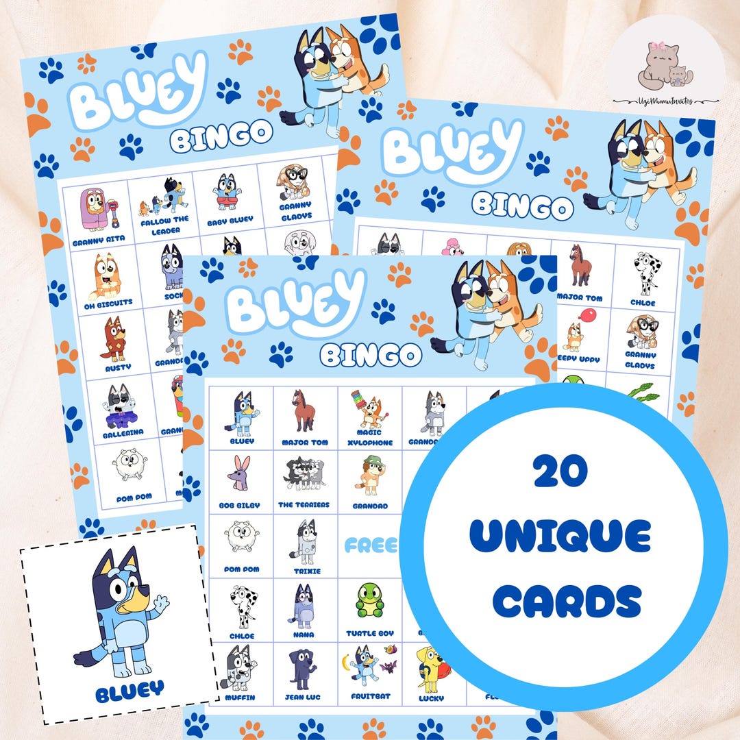 Blue Dog Bingo Game for Kids 20 Bingo Cards Blue Dog Bingo Game Blue ...