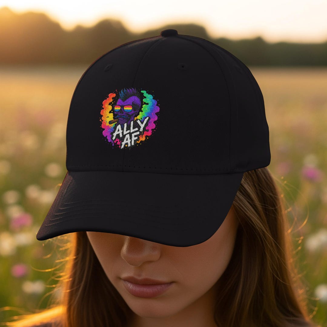 Ally AF Pride Hat, LGBTQ Ally Hat, Rainbow Skull Hat, Cool Embroidery ...