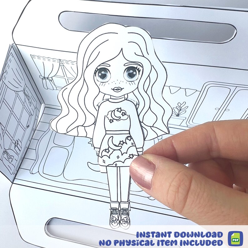 Dollhouse Coloring Pages | 3D Coloring DIY Paper Toys | Paperdoll ...