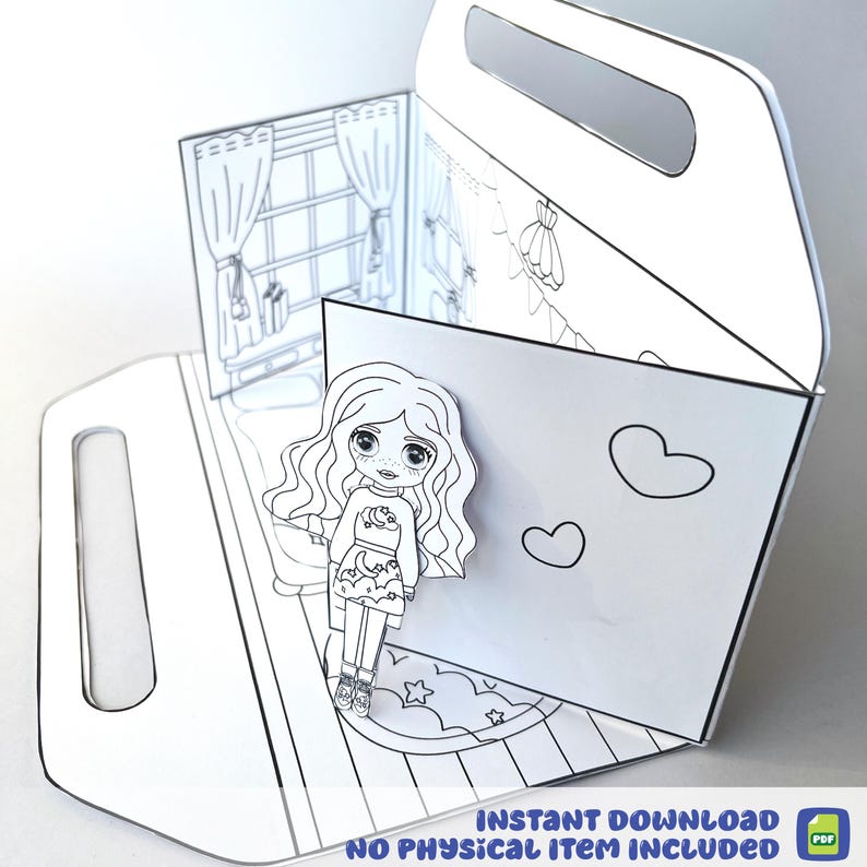 Dollhouse Coloring Pages | 3D Coloring DIY Paper Toys | Paperdoll ...
