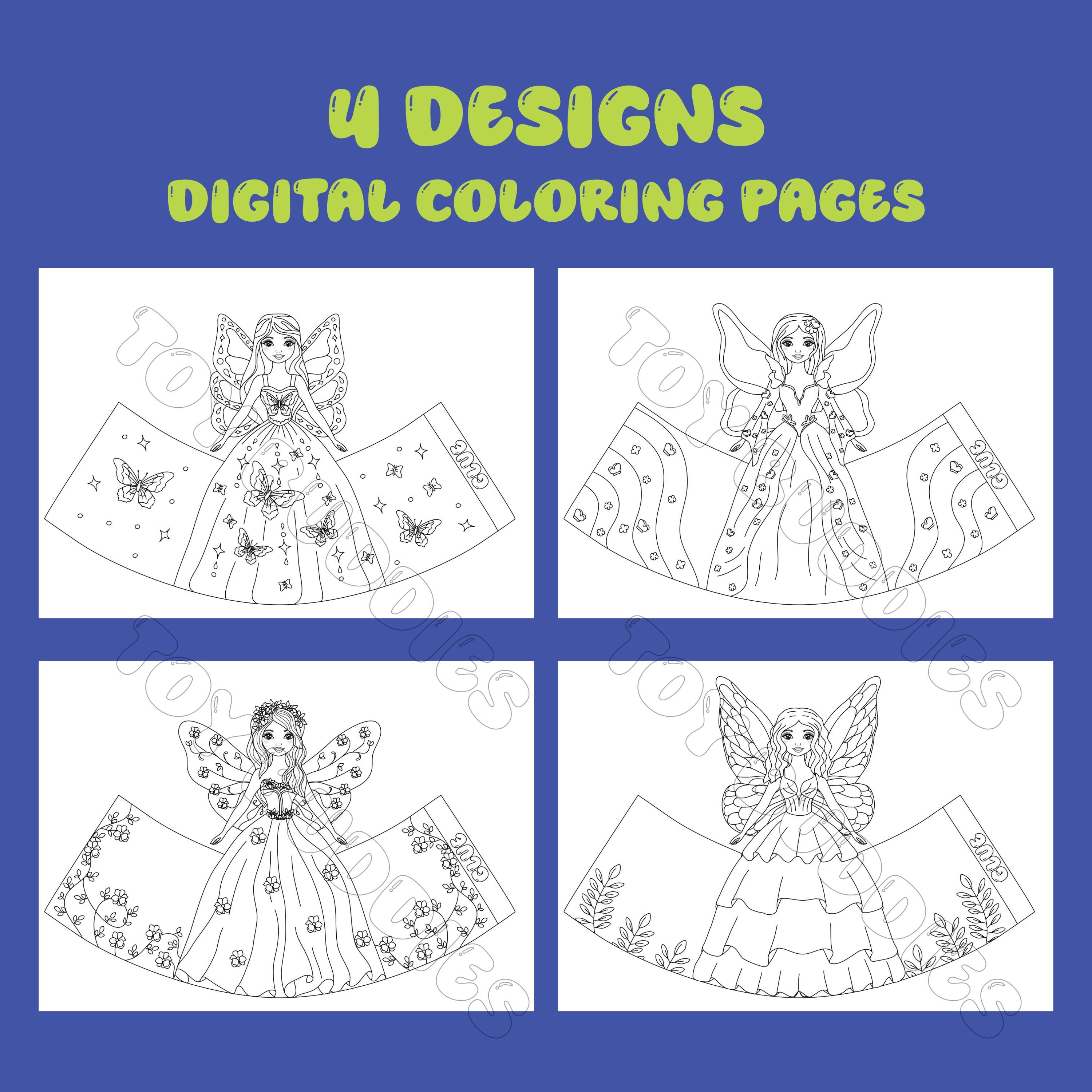 Fairy Paper Doll 3D Coloring Template | DIY Kid Activity Kit - Etsy