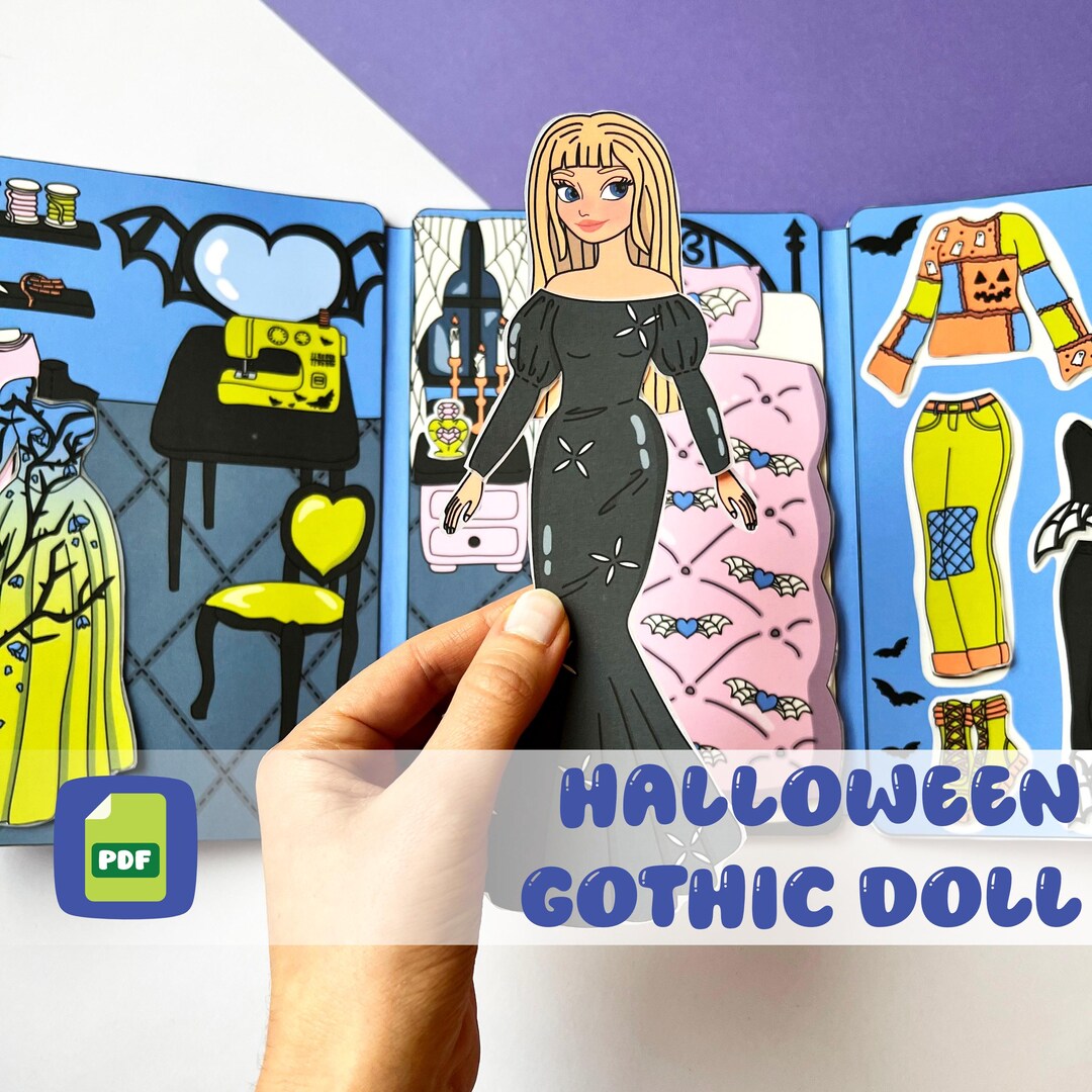 Gothic Halloween Paper Doll – Printable DIY Quiet Book for Kids ...