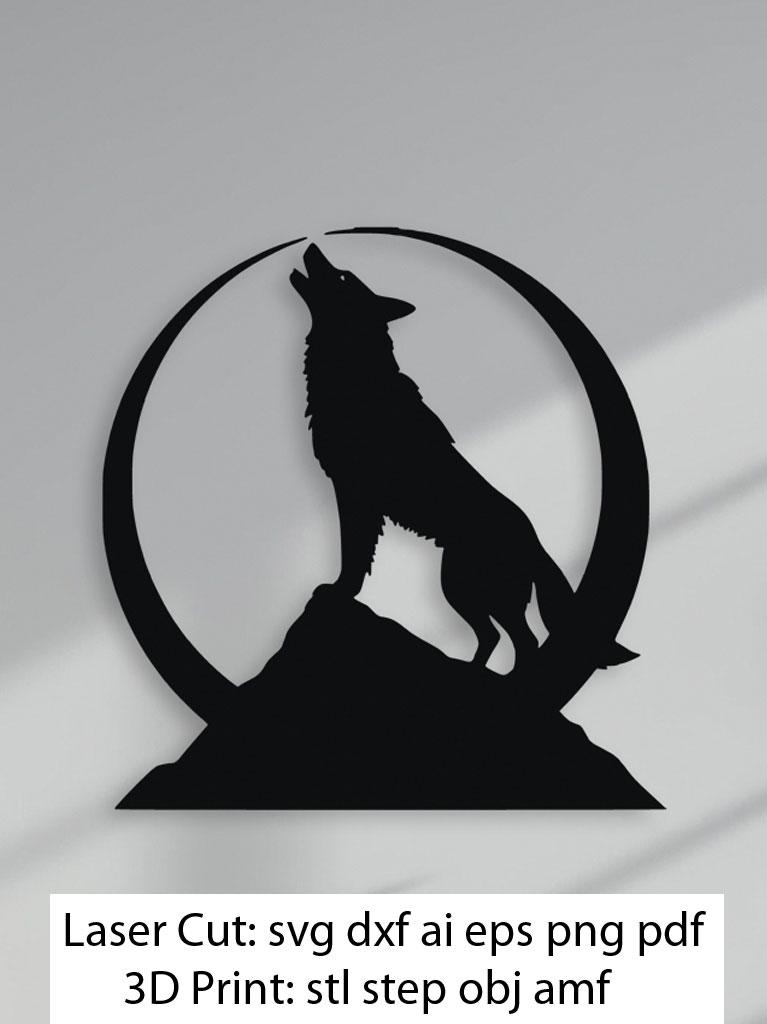 Howling Wolf Wall Art Laser Cut File CNC DXF SVG Digital Download - Etsy
