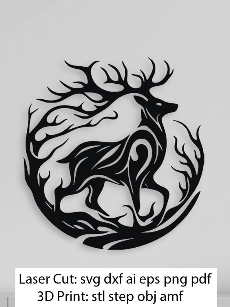 Deer Wall Art Laser Cut File CNC DXF SVG Digital Download for Laser ...