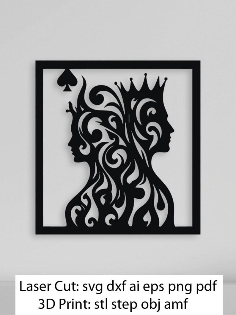 King and Queen Laser Cut Files CNC SVG Wall Art Wood Metal Royal Decor ...